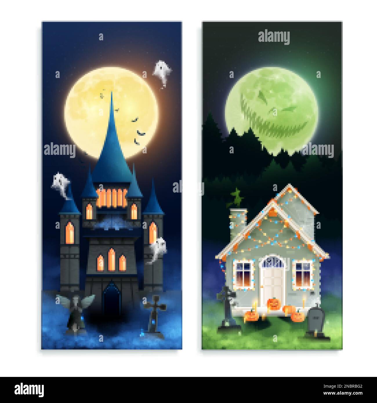 Scary house with coffins Stock Vector Images - Alamy