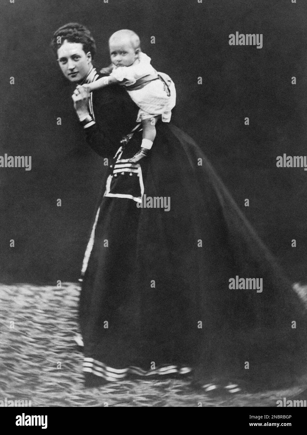 King George V as a baby circa 1865 on the back of his mother, the late ...