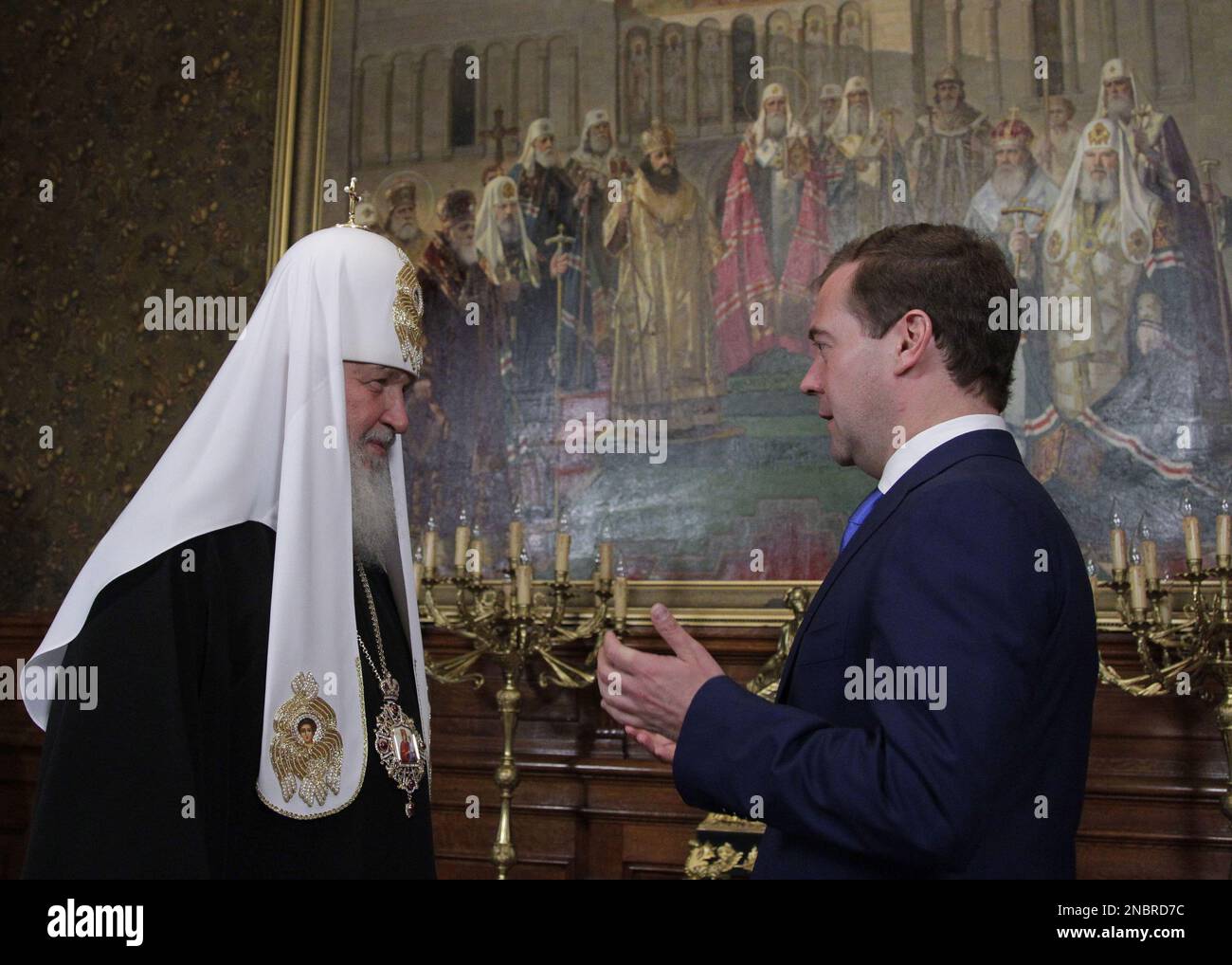 Russian President Dmitry Medvedev, right, meets with Orthodox Patriarch ...