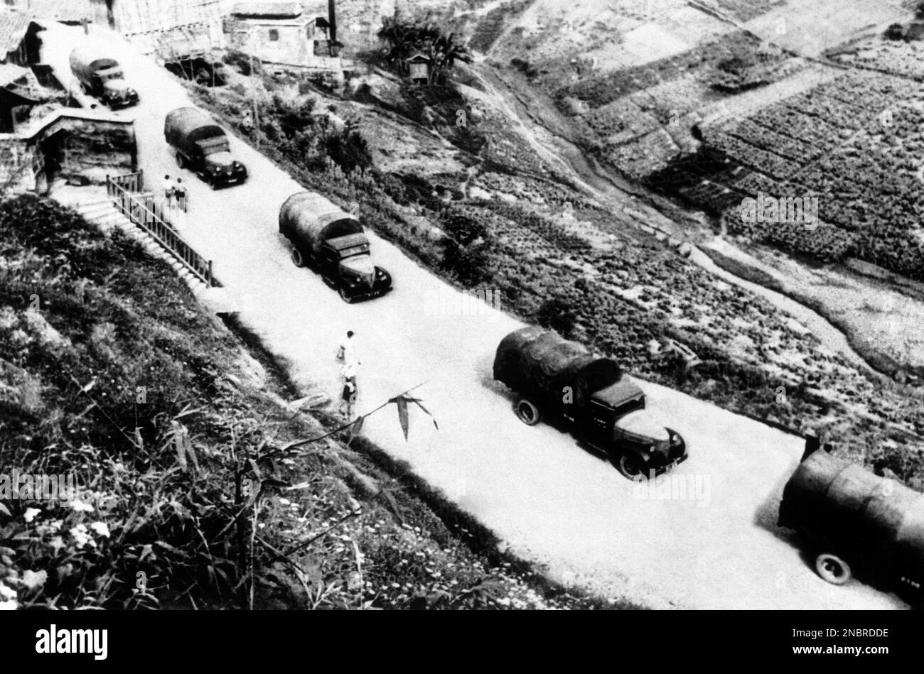 Followed the reopening of the Burma Road, military lorries are seen ...