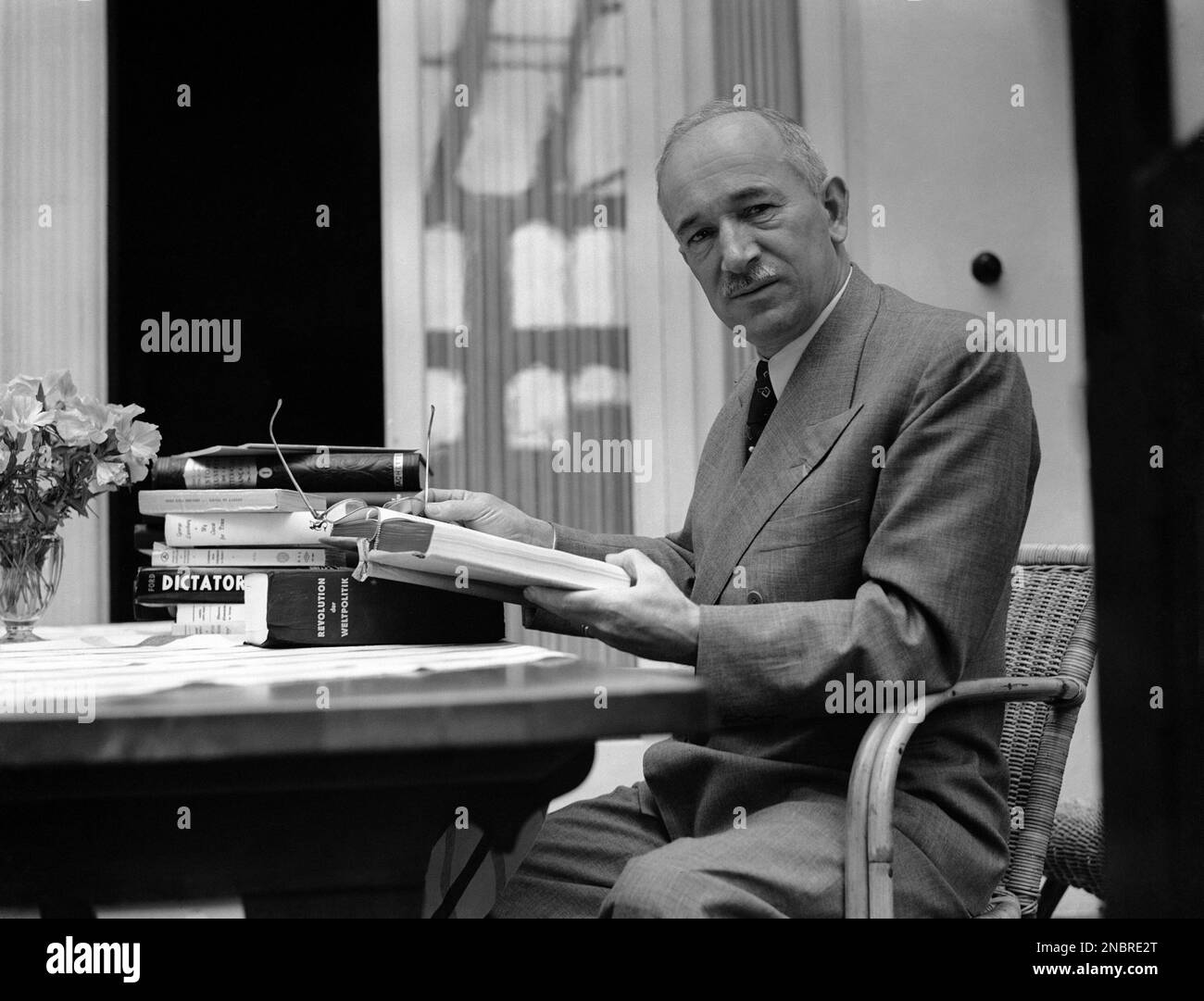 Dr. Edvard Benes, Ex-President of Czechoslovakia, in his office, in ...