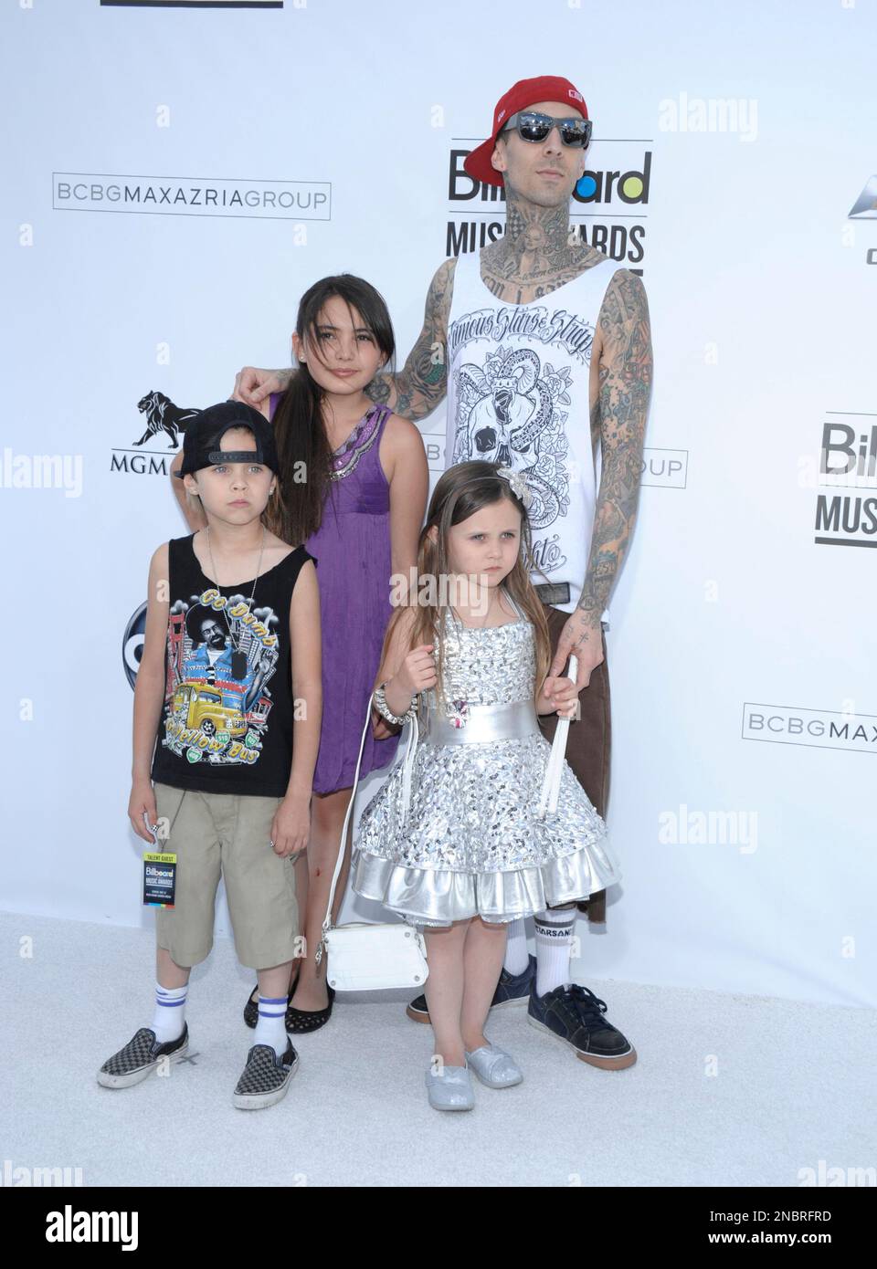 Drummer Travis Barker and his three children arrive at the 2011 ...