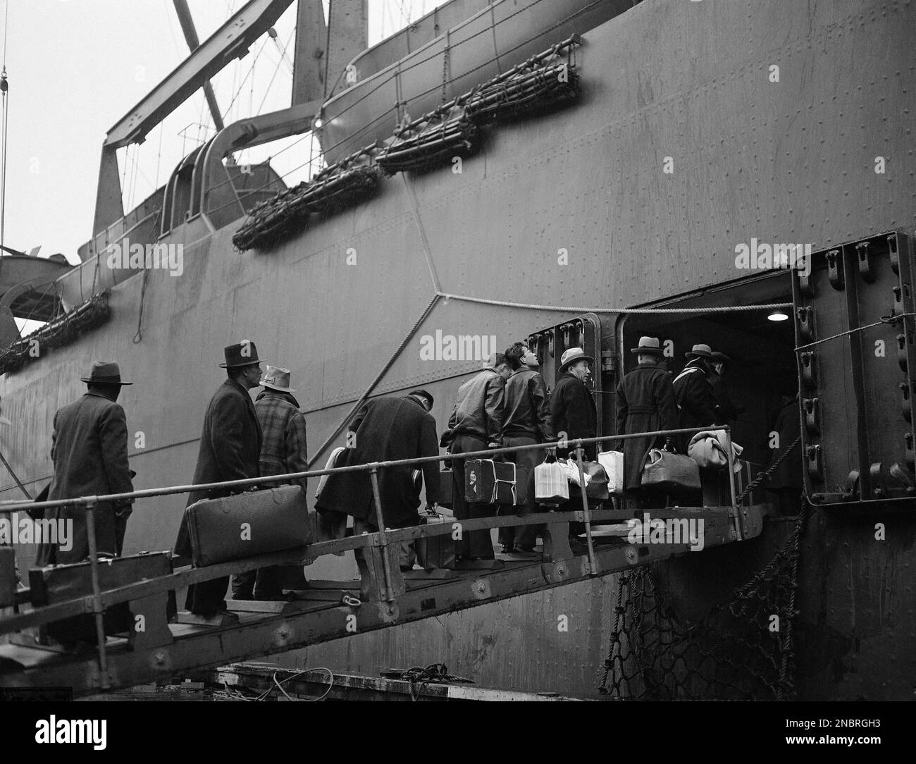Japanese repatriates being taken to Japan at their request board the ...