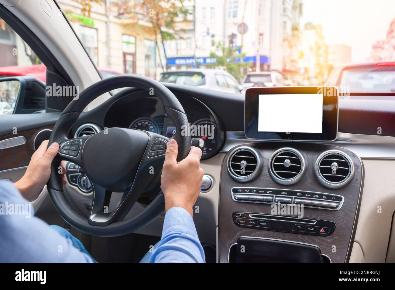 Inside of the car. View from inside car Stock Photo - Alamy