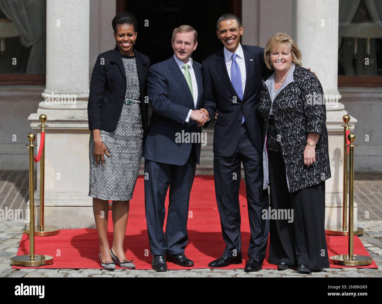 President Barack Obama, third from left, and first lady Michelle Obama ...
