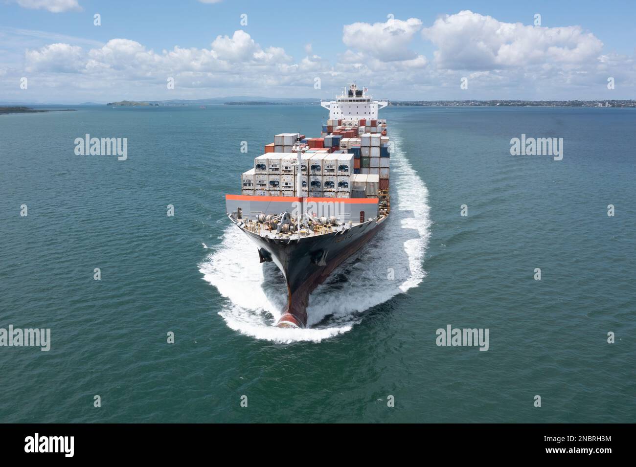 Container Ship Navios Miami departing Auckland's Waitamata harbour ...