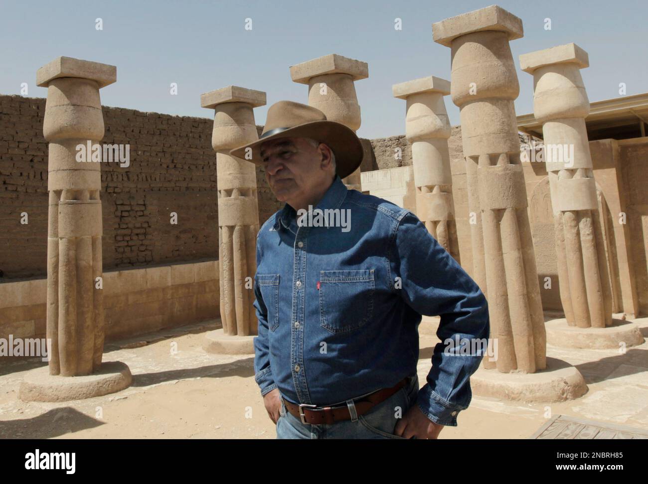 Egyptian minister of state for antiquities Zahi Hawass tours the site ...