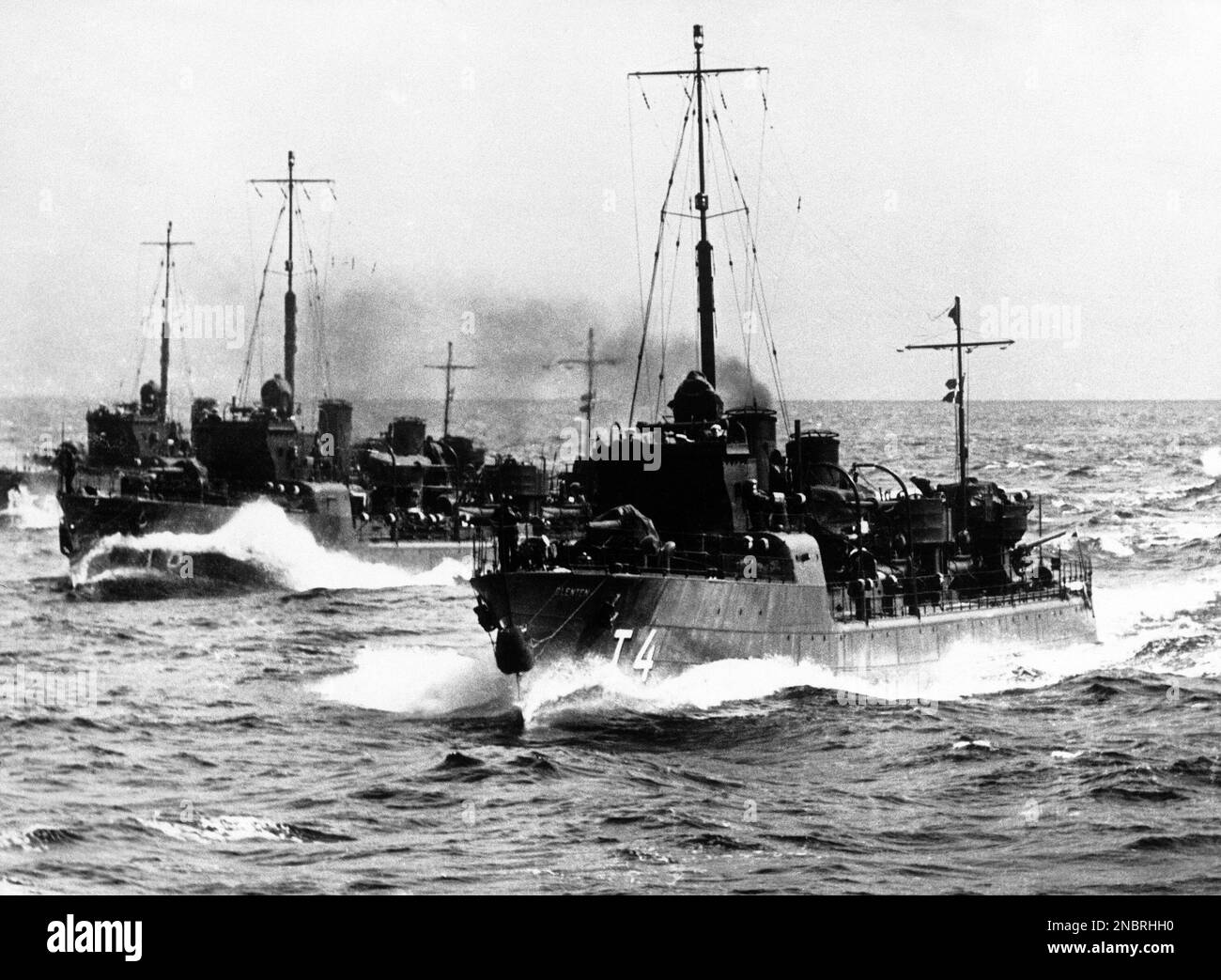 Danish destroyers at high speed in formation during Danish naval ...