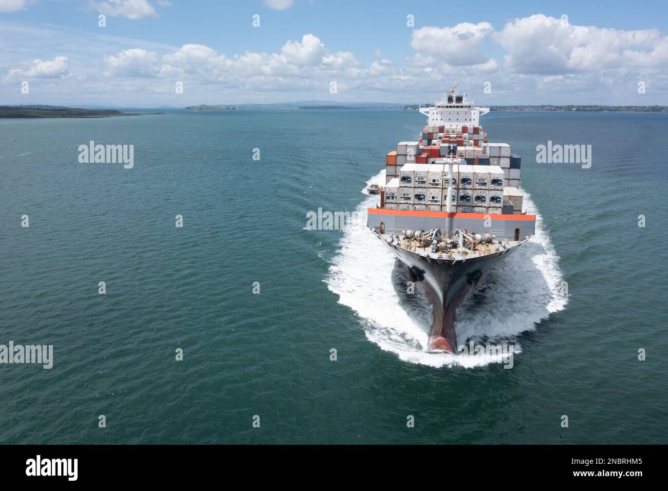 Container Ship Navios Miami departing Auckland's Waitamata harbour ...