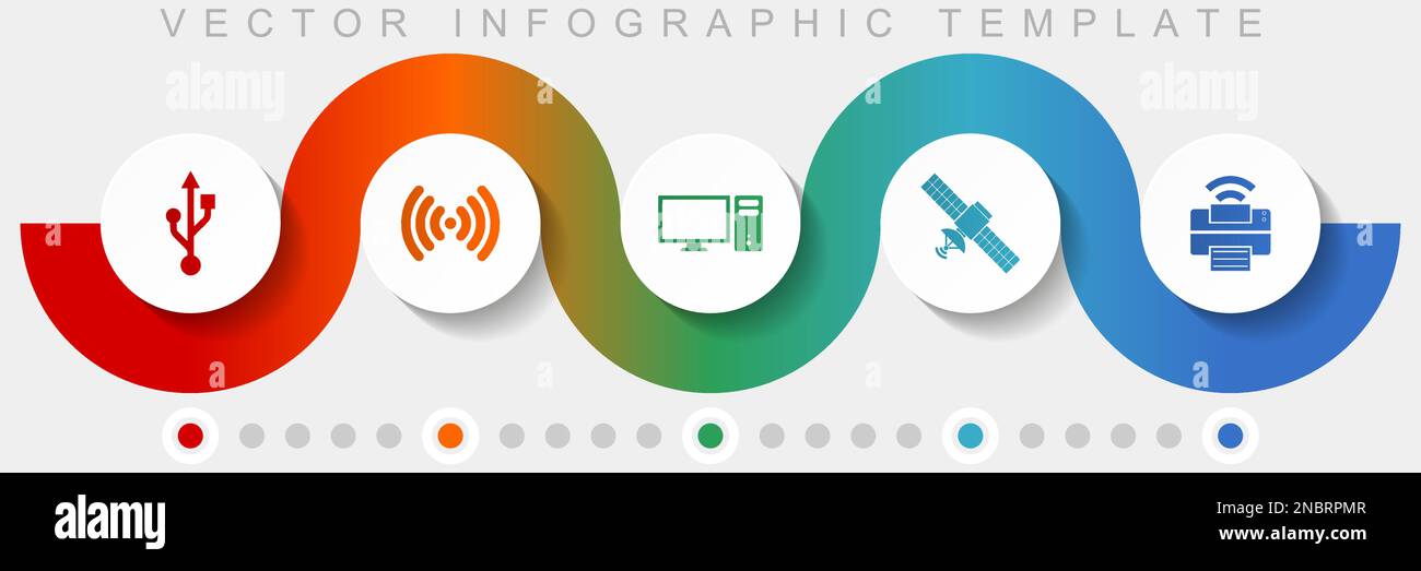 Technology infographic vector template with icon set, miscellaneous ...