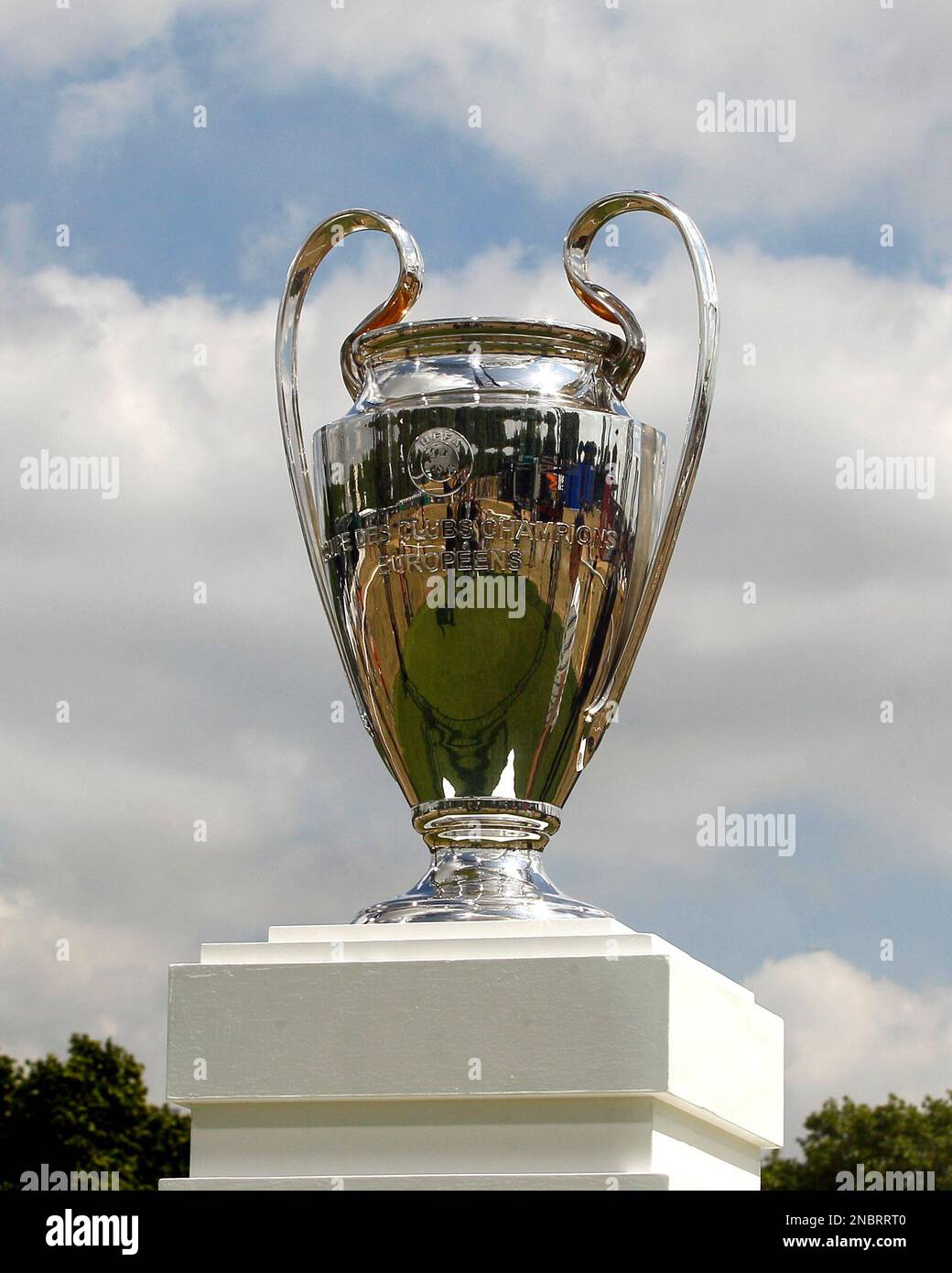 The original Champions League Trophy displayed at the UEFA Champions ...