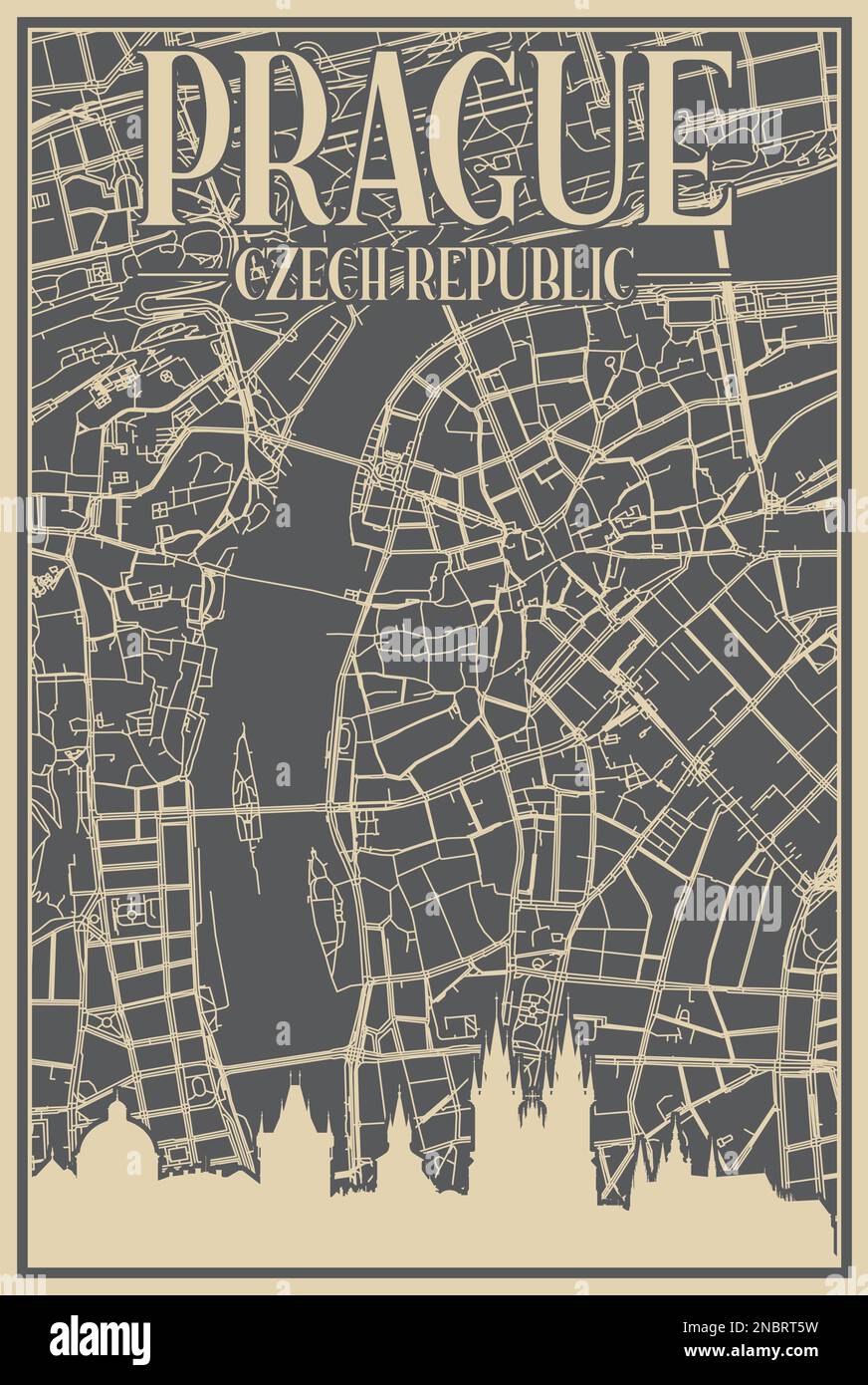 Retro prague plan hi-res stock photography and images - Alamy