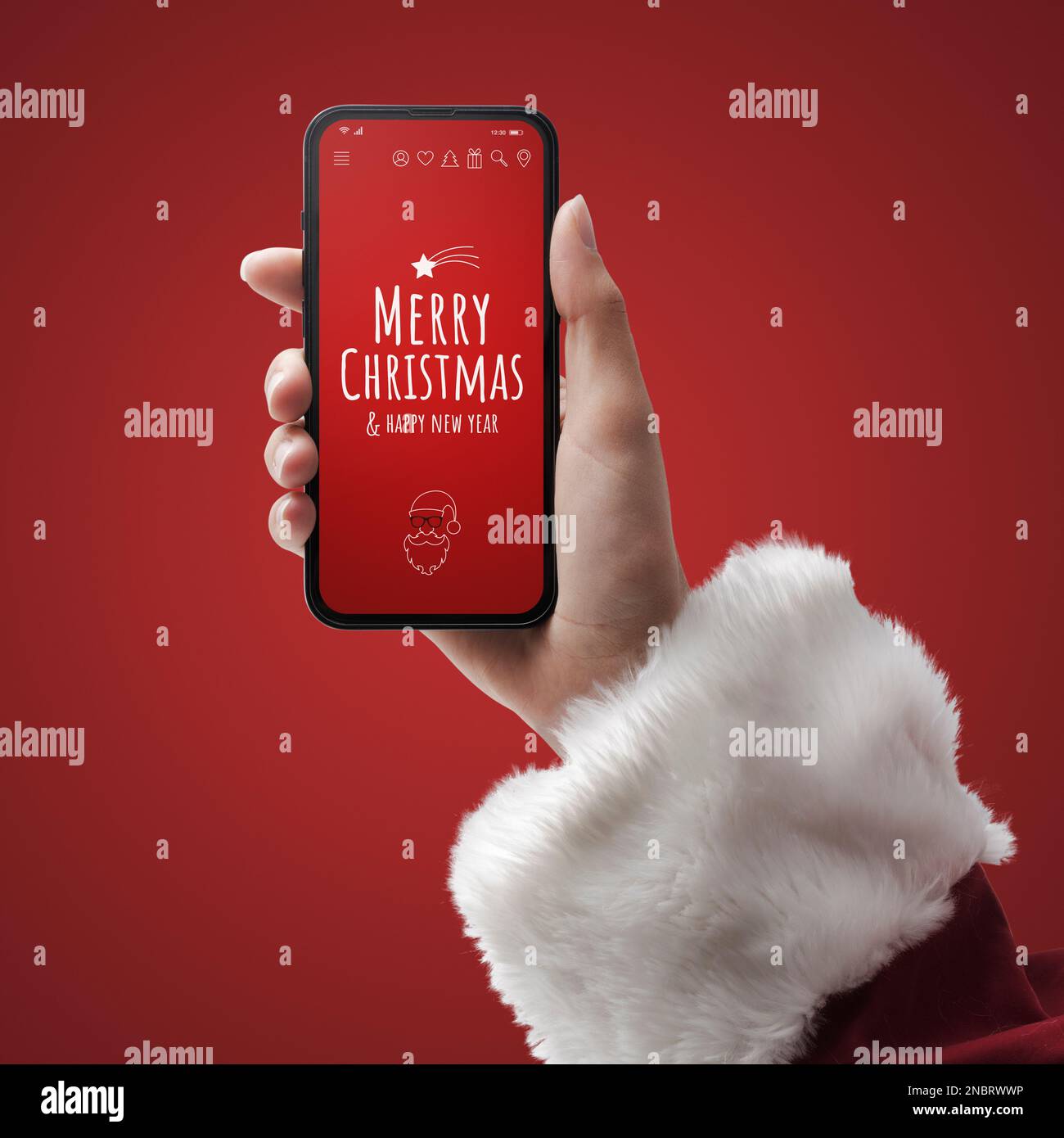Santa claus showing mobile phone hi-res stock photography and images ...