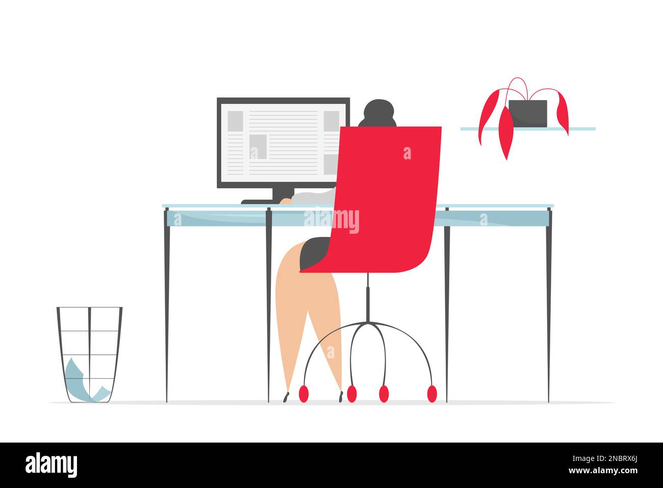 Woman working on computer. Vector illustration Stock Vector Image & Art ...