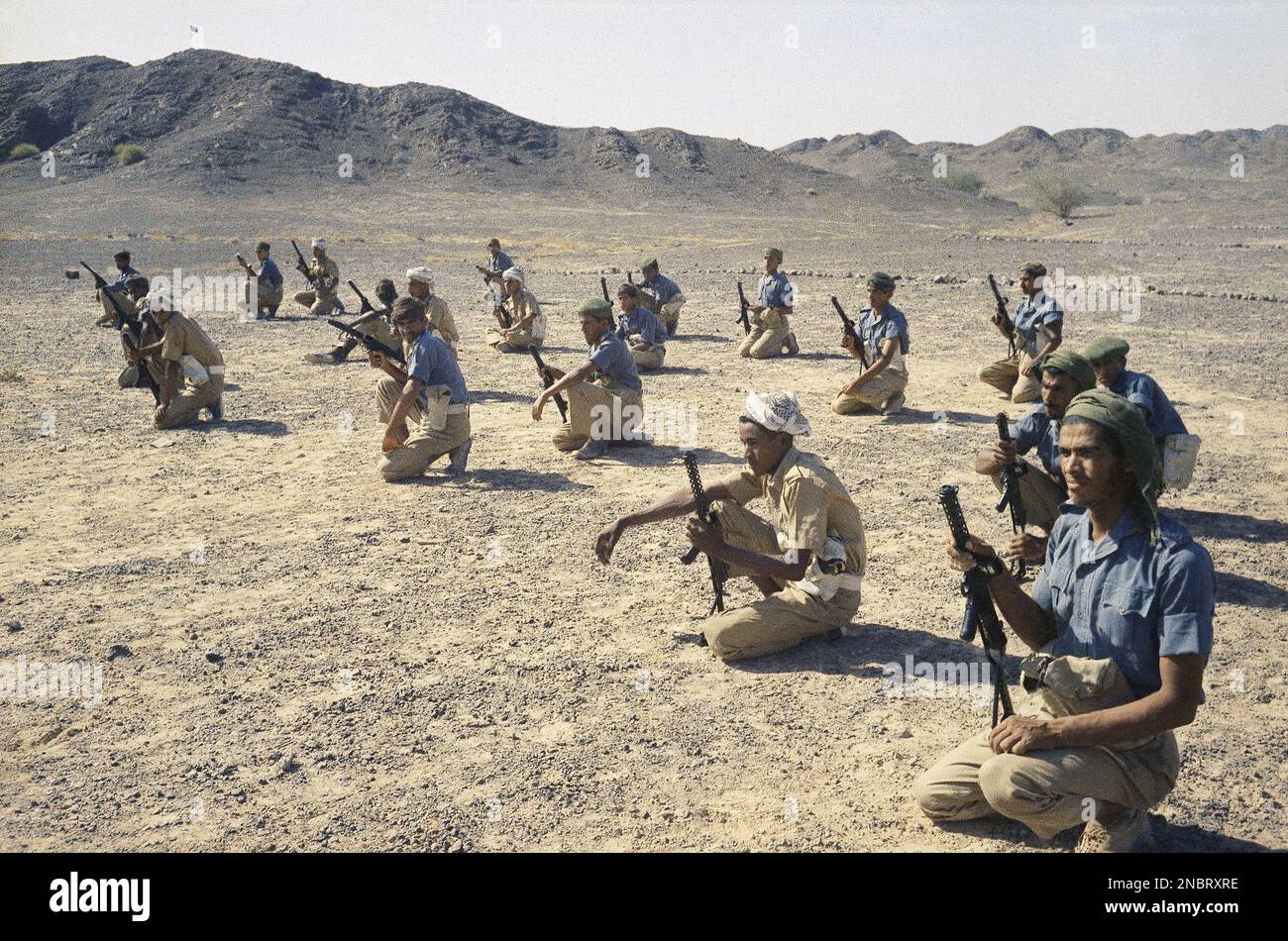 Trucial Oman Scout recruits undergo instruction at the outpost in the ...