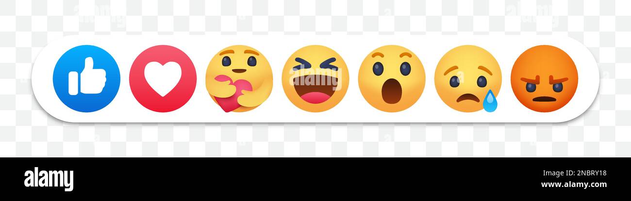 Facebook reaction emoji faces, thumb up and like Stock Vector Image ...