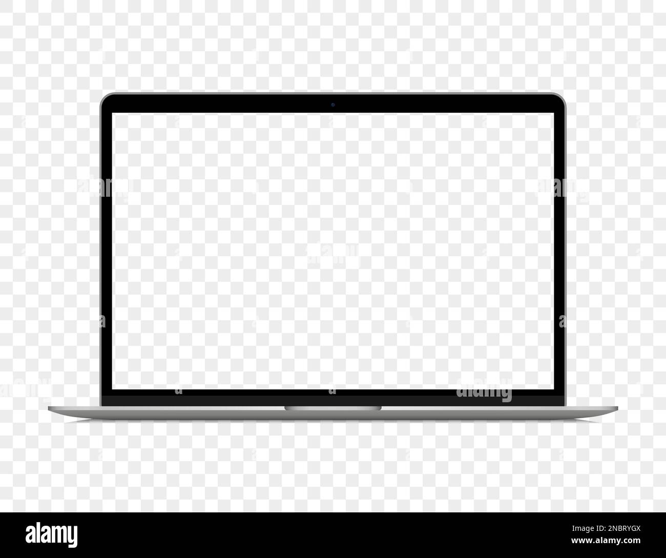 Realistic gray laptop with blank screen on a transparent background ...