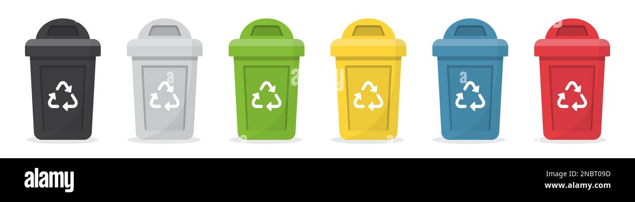 Set of recycle bins for trash in a flat design Stock Vector Image & Art ...