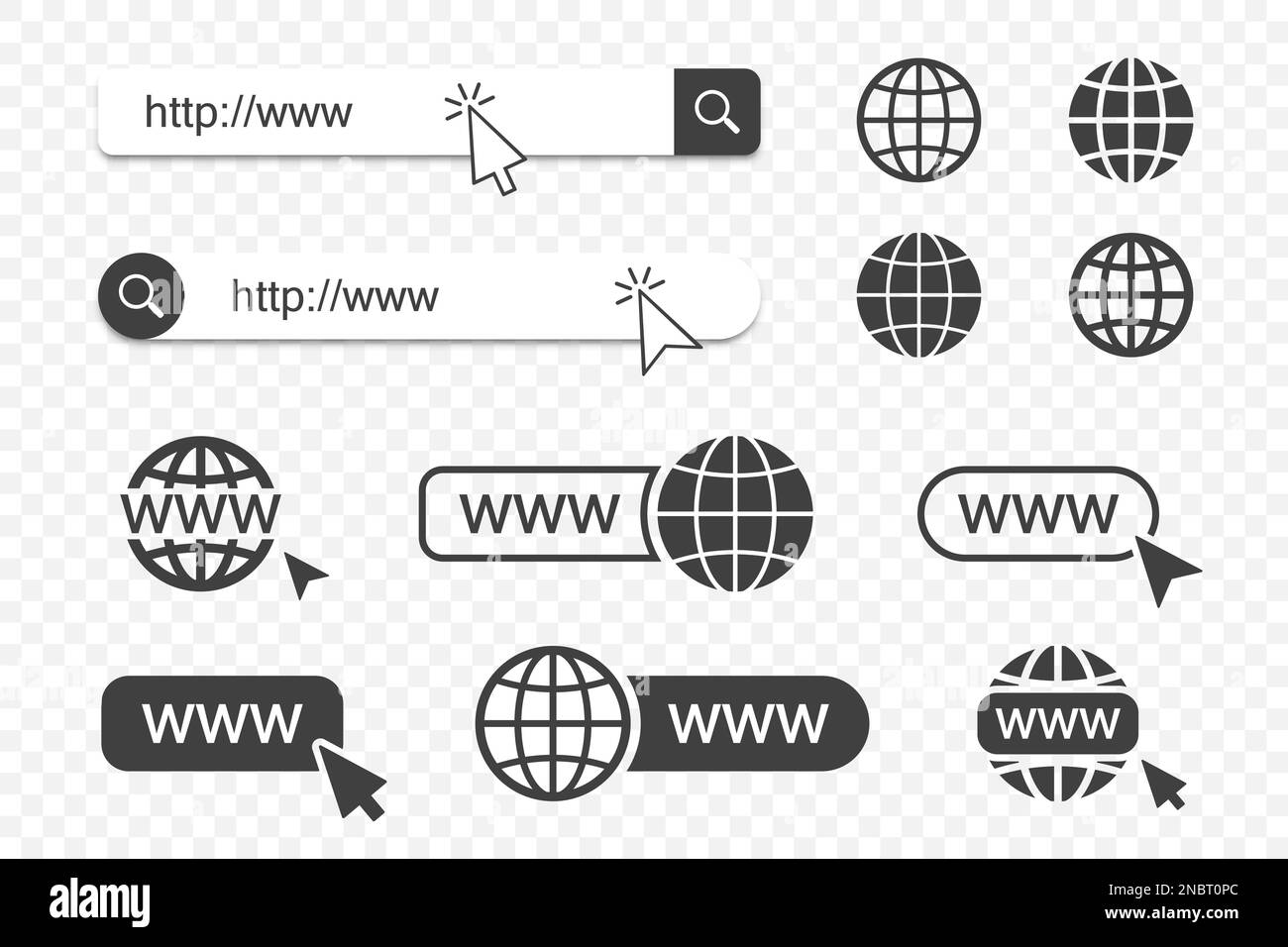 Set of website icons on a transparent background Stock Vector Image ...