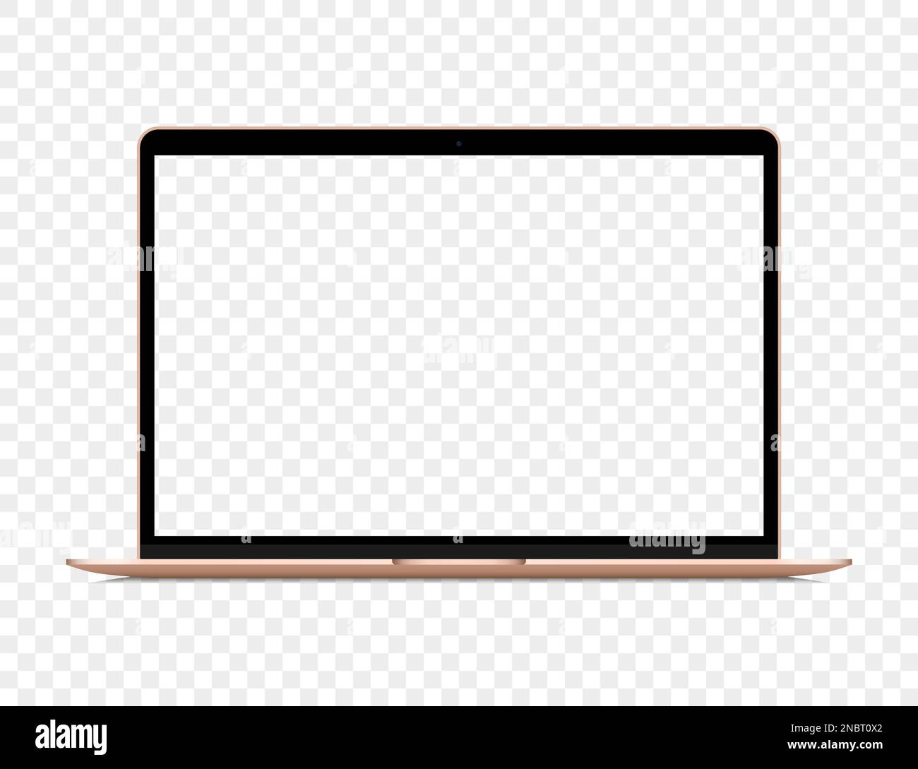 Realistic golden laptop with blank screen on a transparent background ...