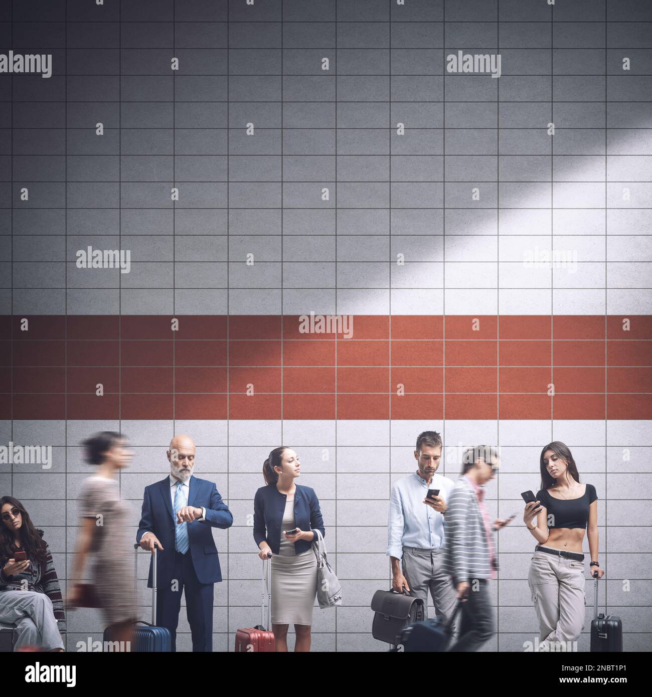 Crowd standing transportation city life hi-res stock photography and ...