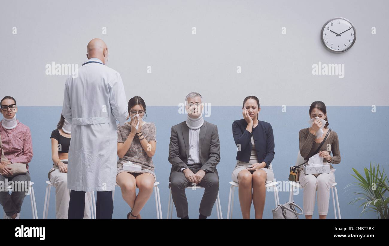 Professional doctor meeting patients at the hospital in the waiting ...