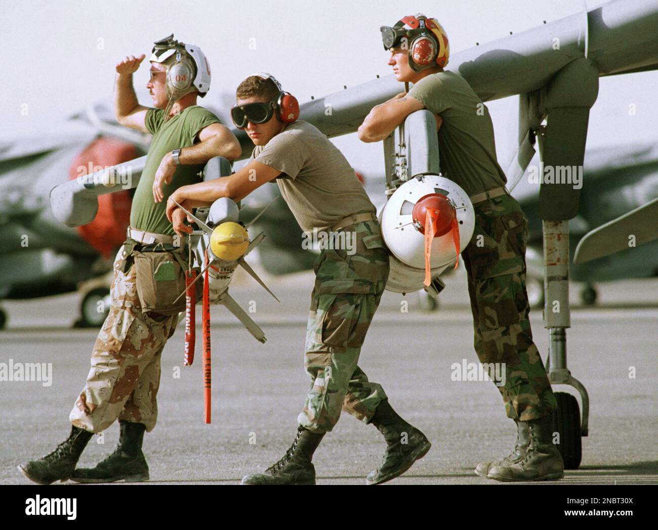Marine flight line personnel Gunny Sgt. Anthony Santo of Yuma, Az ...