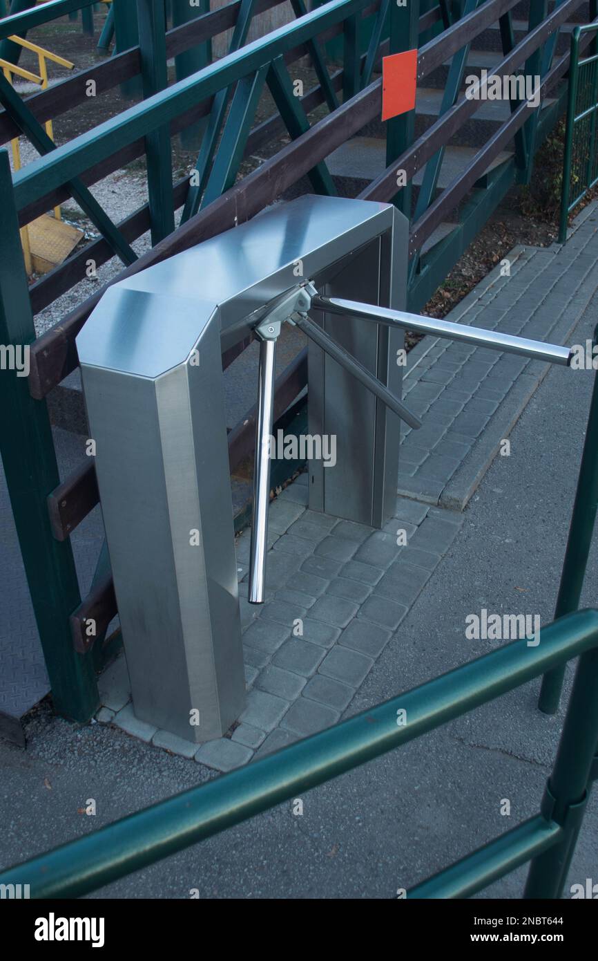 Electronic turnstile. Access system to the building. Pass through the ...
