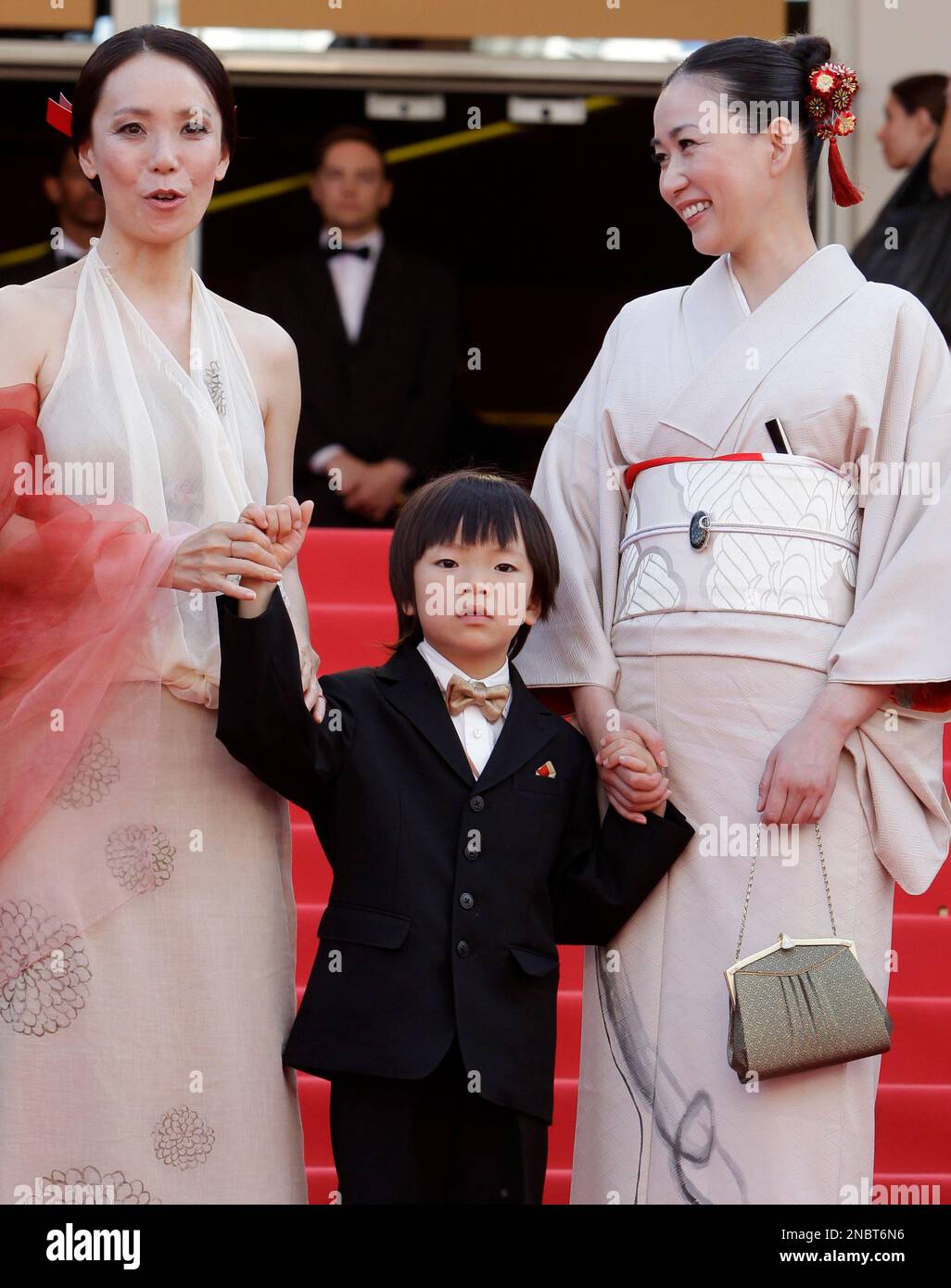 Director Naomi Kawase, left, and actress Hako Oshima pose on the red ...