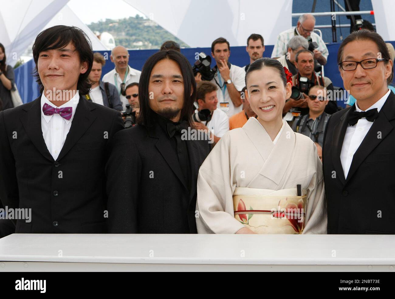 From left, actors Taiga Komizu, Tohta Komizu, Hako Oshima and Tetsuya ...