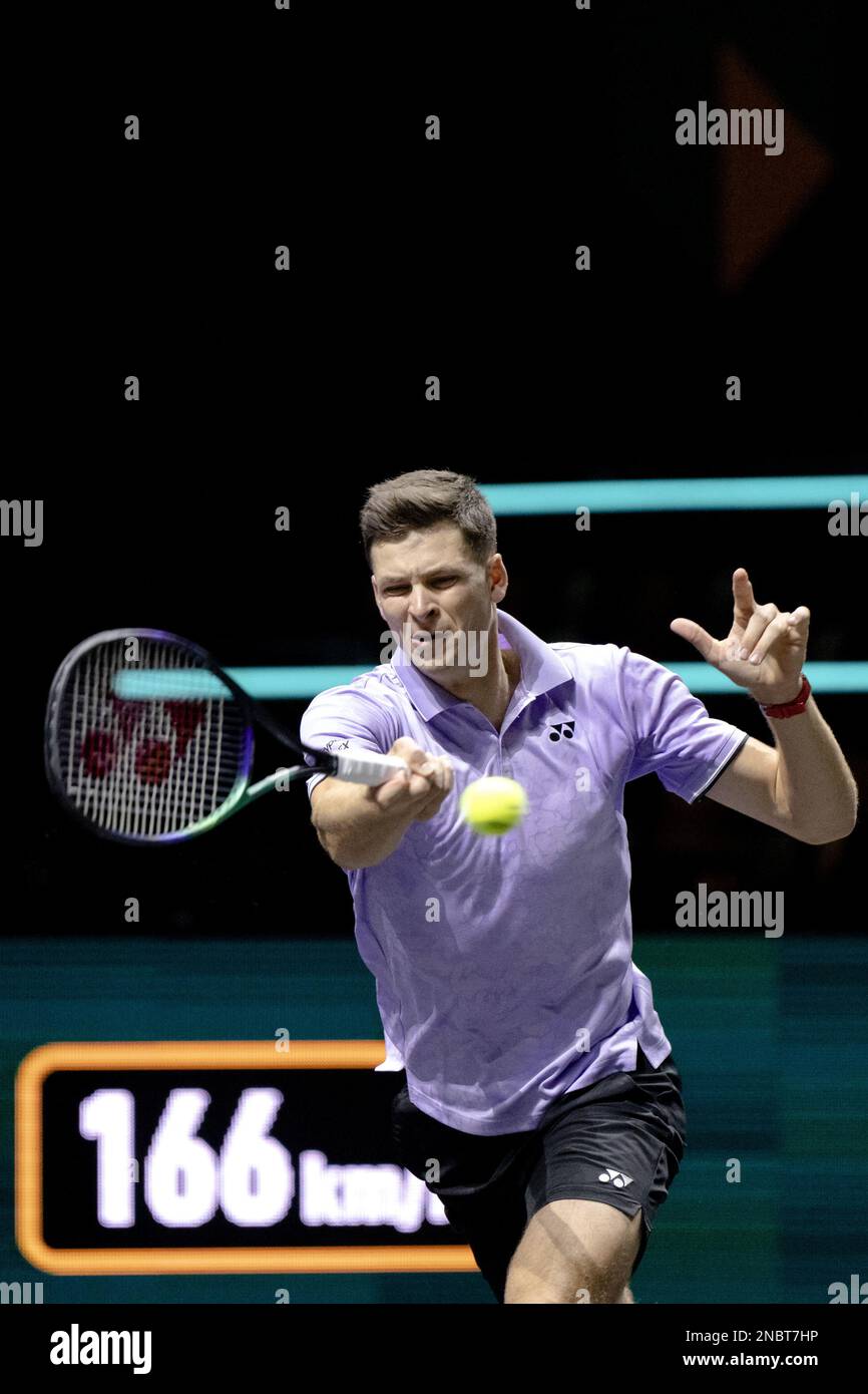 ROTTERDAM - Hubert Hurkacz (POL) in action against Roberto Bautista Agut (ESP) on the second day ...