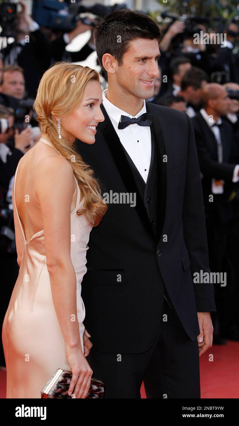 Tennis player Novak Djokovic, right, and his girlfriend Jelena Ristic ...
