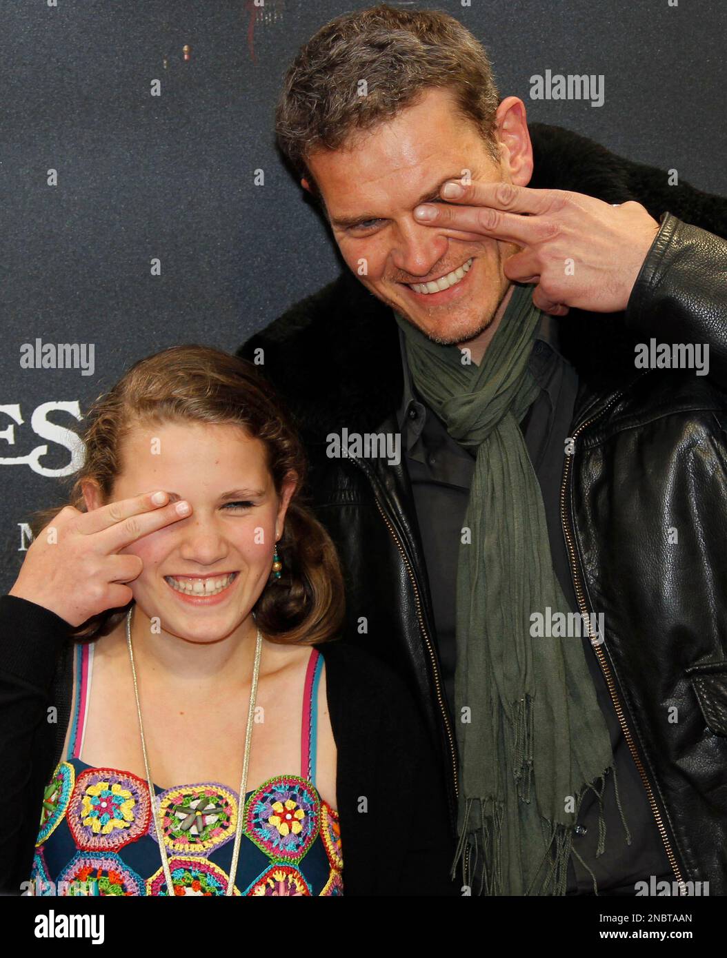 German actor Goetz Otto, right, and his daughter Paula Otto pose during ...