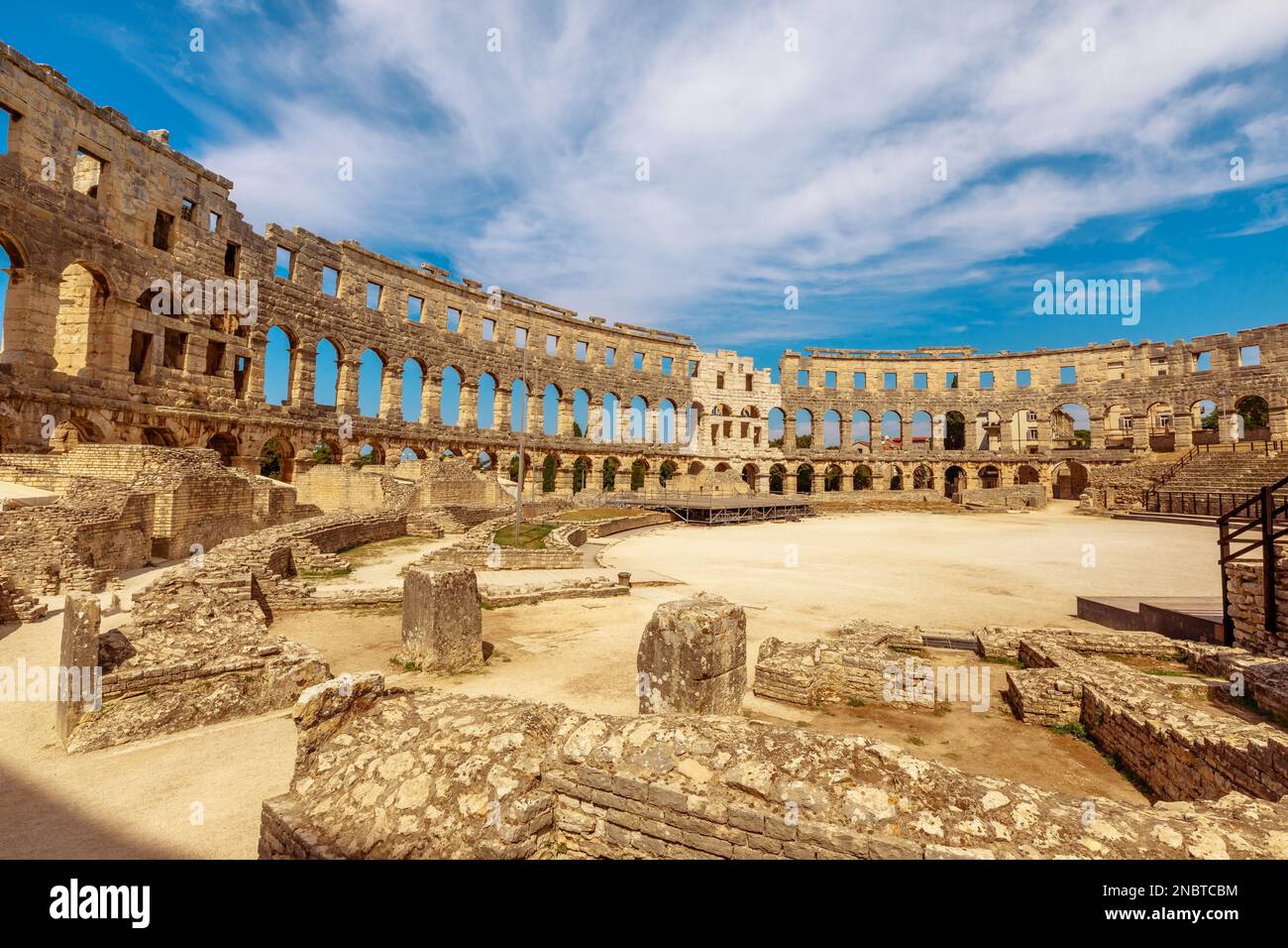 The interior of the Pula Amphitheater, known as the Coliseum of Pula ...