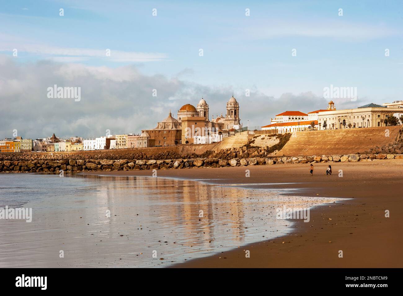 The coast of Cadiz and the Cathedral of Cadiz Stock Photo - Alamy