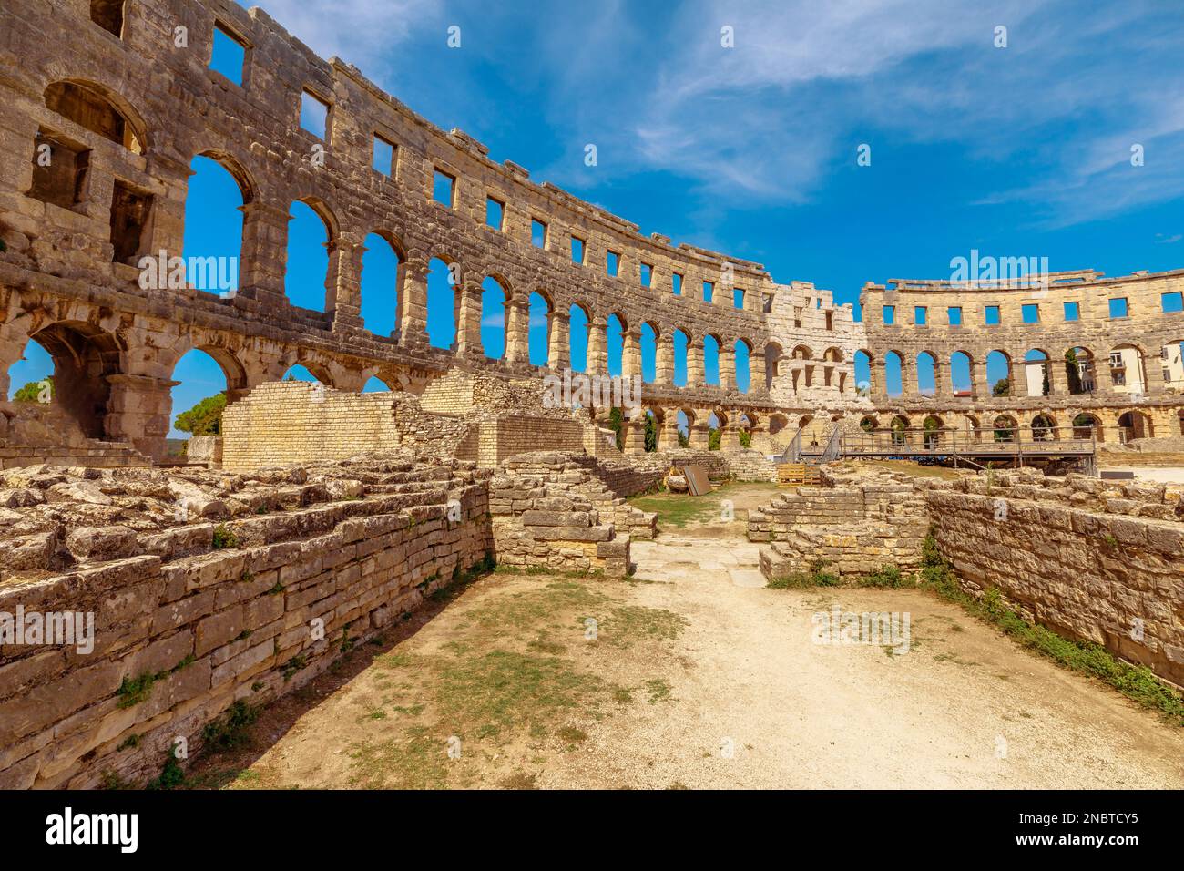 interior view of the Amphitheater or Coliseum of Pula is a well ...