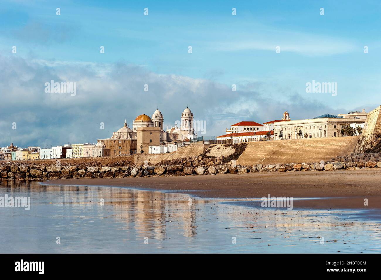 The coast of Cadiz and the Cathedral of Cadiz Stock Photo - Alamy