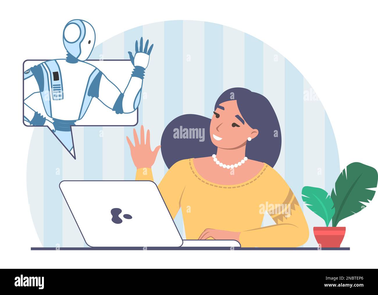 Woman using neural network flat cartoon vector Stock Vector Image & Art ...