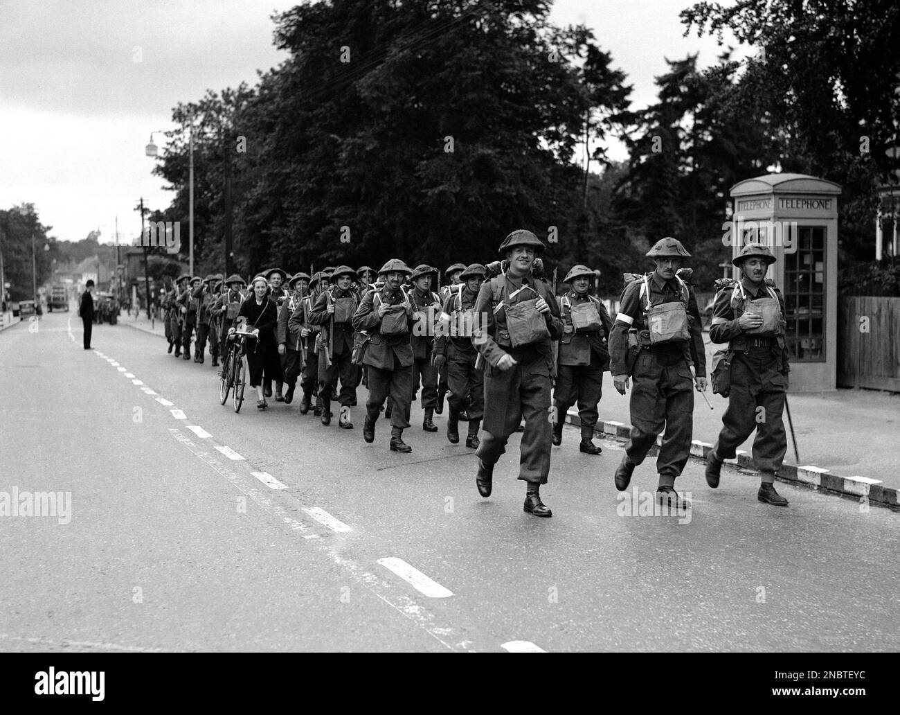 Troops on the march on the first stage of their journey towards the ...