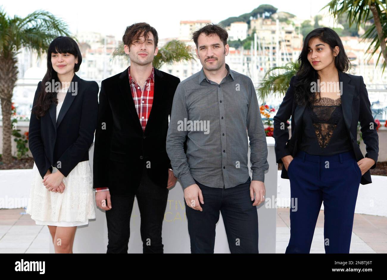 Director Cristian Jimenez, second from right, with actors, from left ...