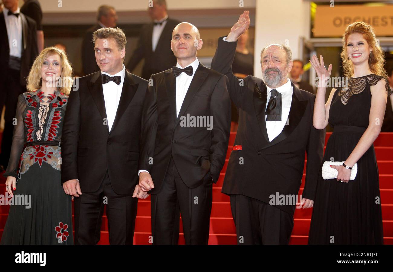 Director Joseph Cedar, center, arrives with actors, from left, Alma Zak ...