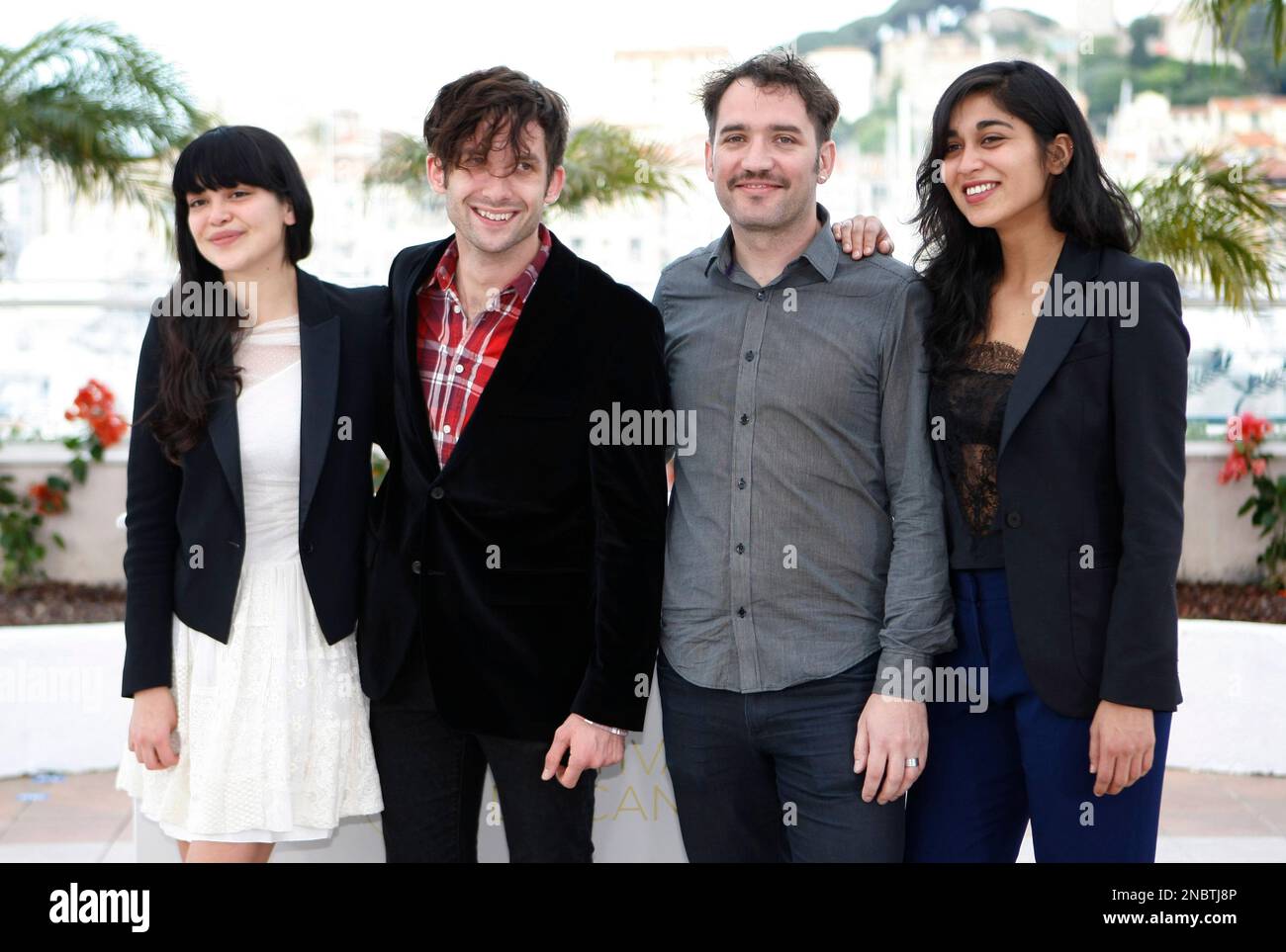 Director Cristian Jimenez, second from right, with actors, from left ...