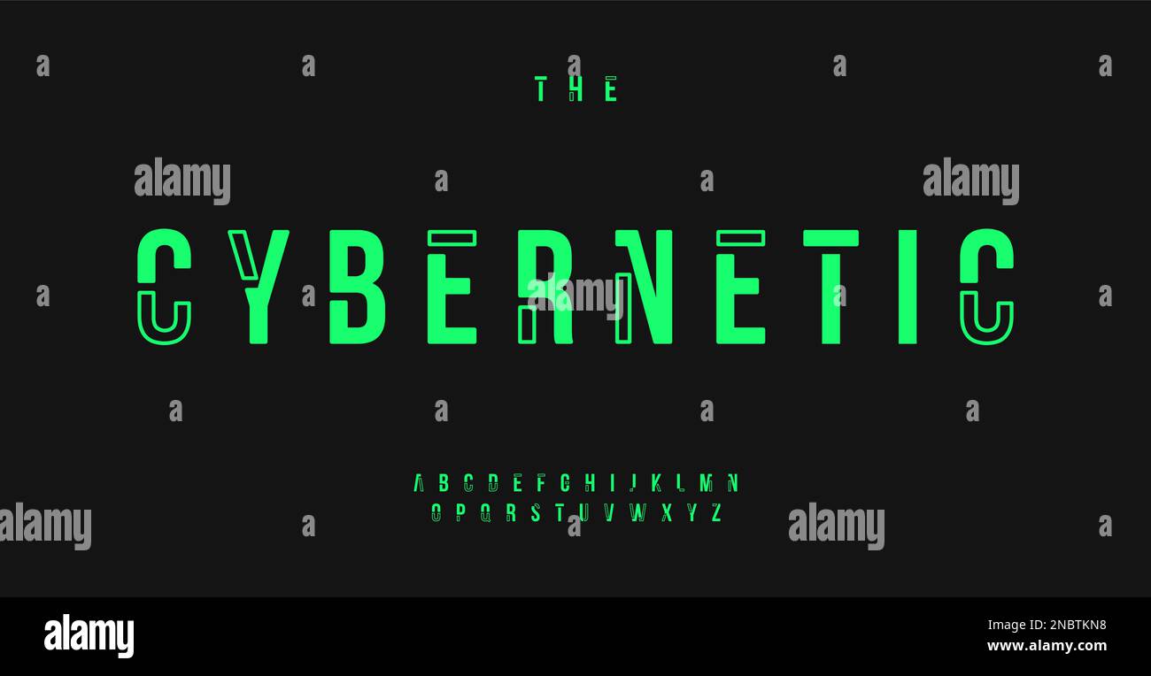 Cyber alphabet, futuristic high letters, geometric font for cybernetic ...