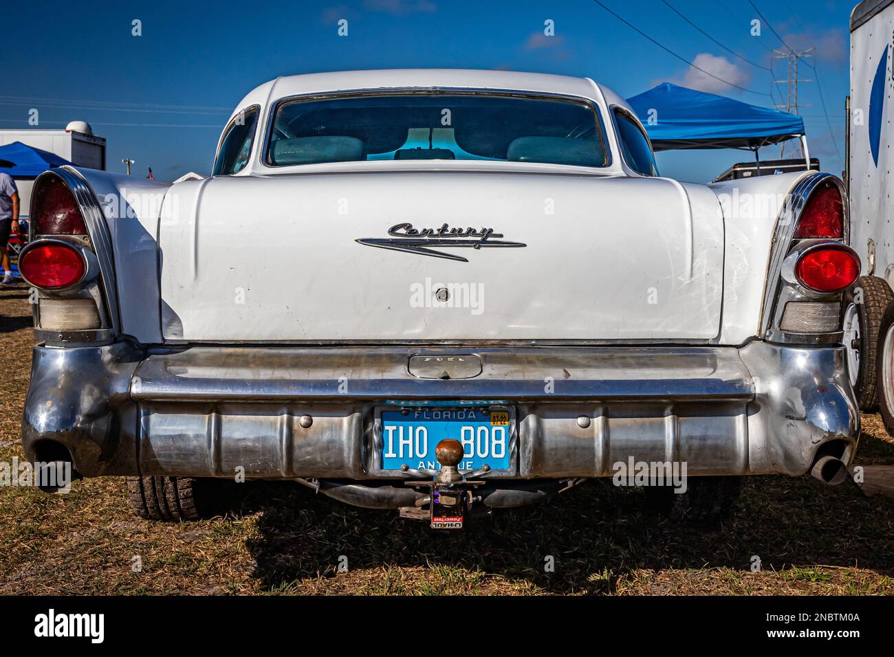Fort Meade, FL - February 24, 2022: Low perspective rear view of a 1957 ...