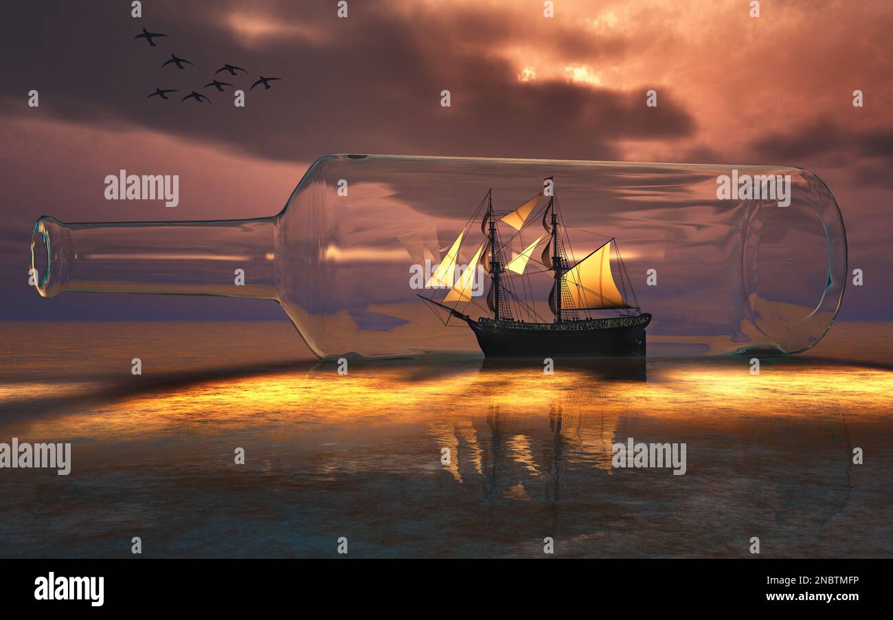 Ship In A Bottle Stock Photo - Alamy