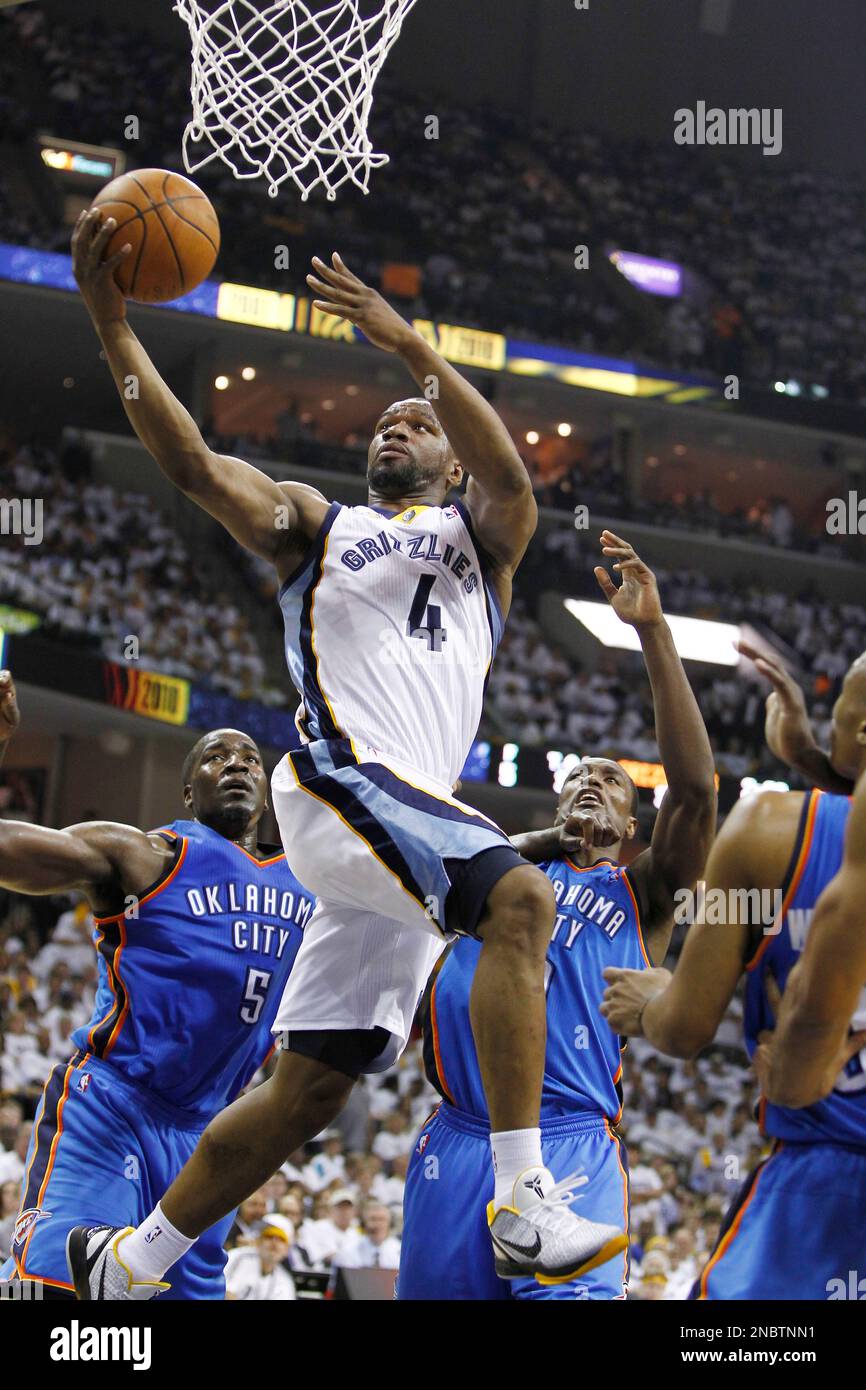 Memphis Grizzlies guard Sam Young shoots against the Oklahoma City ...