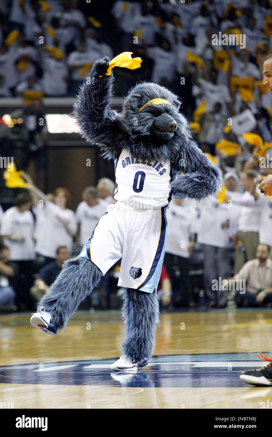 The Memphis Grizzlies mascot performs during the first half of Game 6 ...