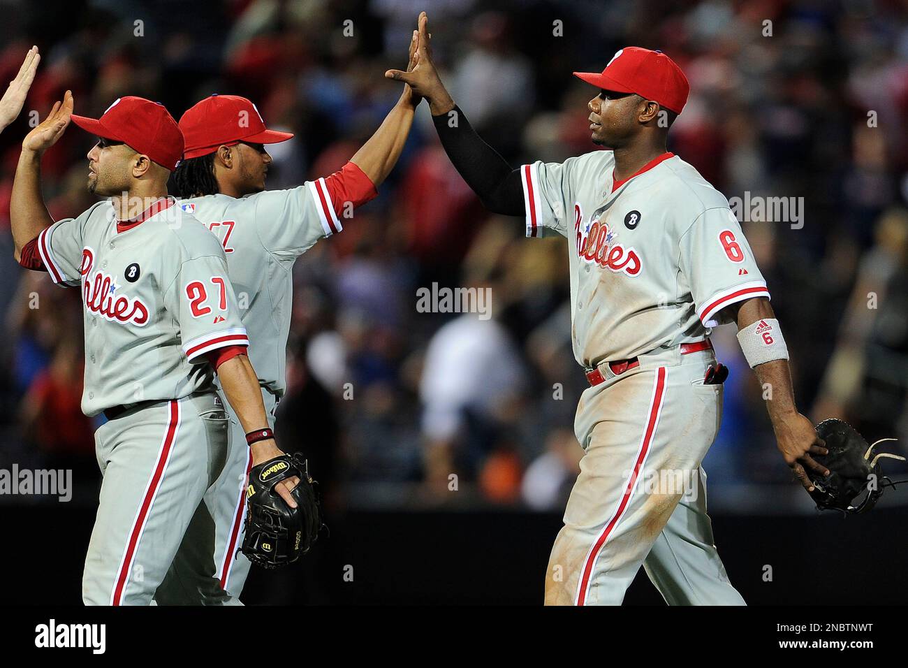 Philadelphia Phillies first baseman Ryan Howard (6) celebrates with his ...