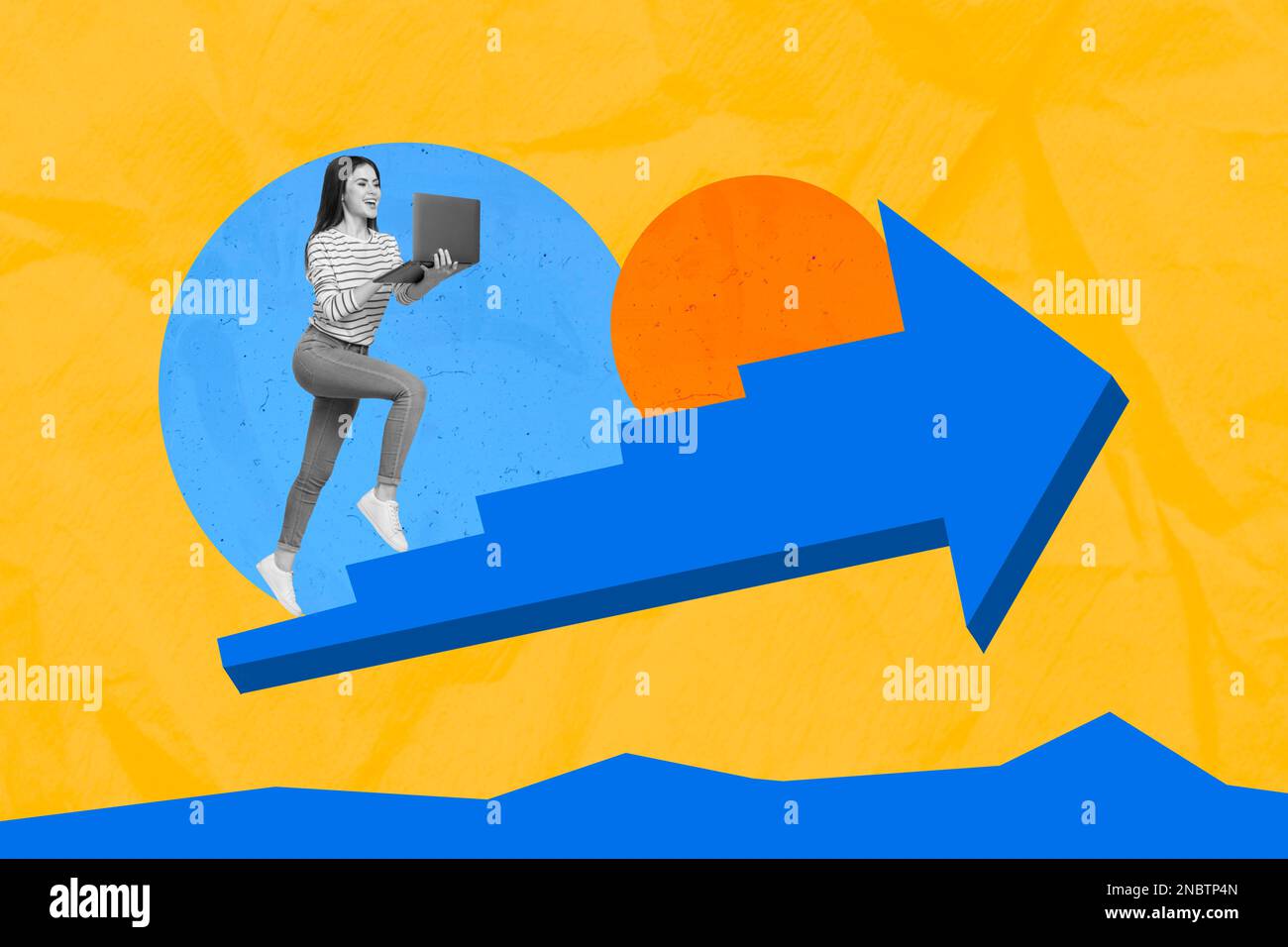 Yellow blue colors photo collage artwork picture of hardworking ...