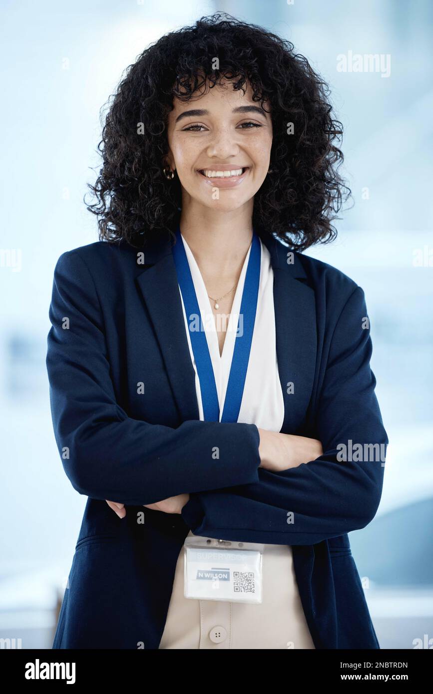 Business woman, portrait and happiness with success and professional ...